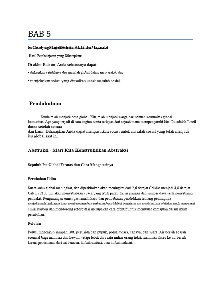 Isu Global dan Solusi Pendidikan Sekolah | PDF