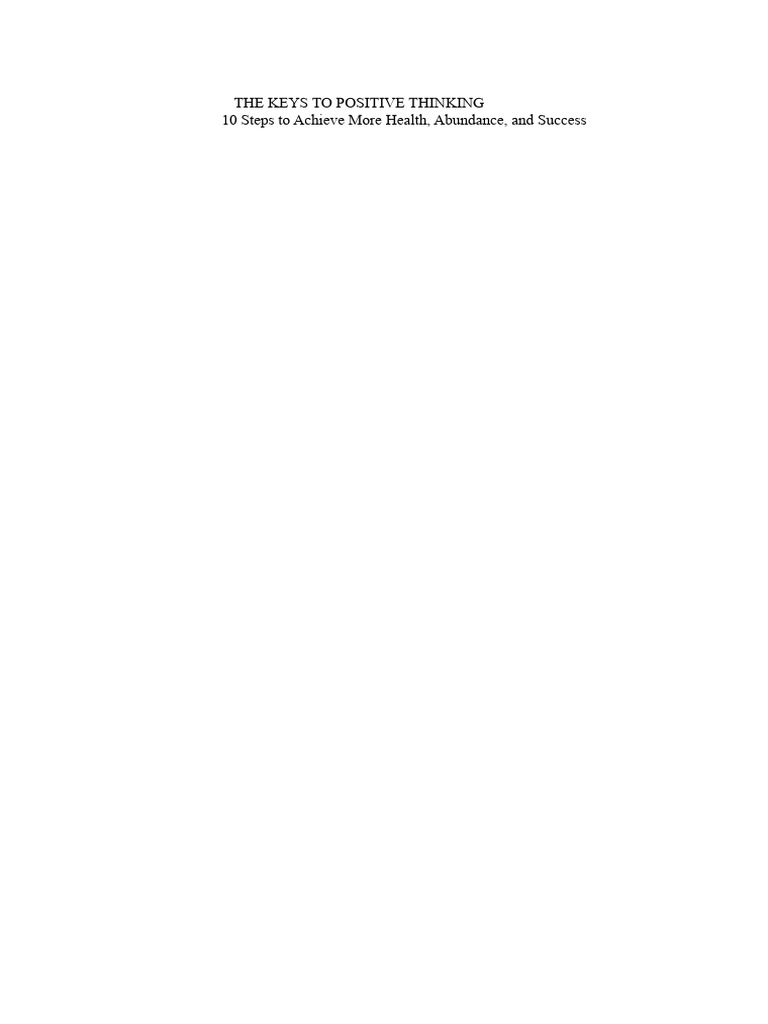 The Keys To Positive Thinking Napoleon Hill | PDF | Mind | Thought