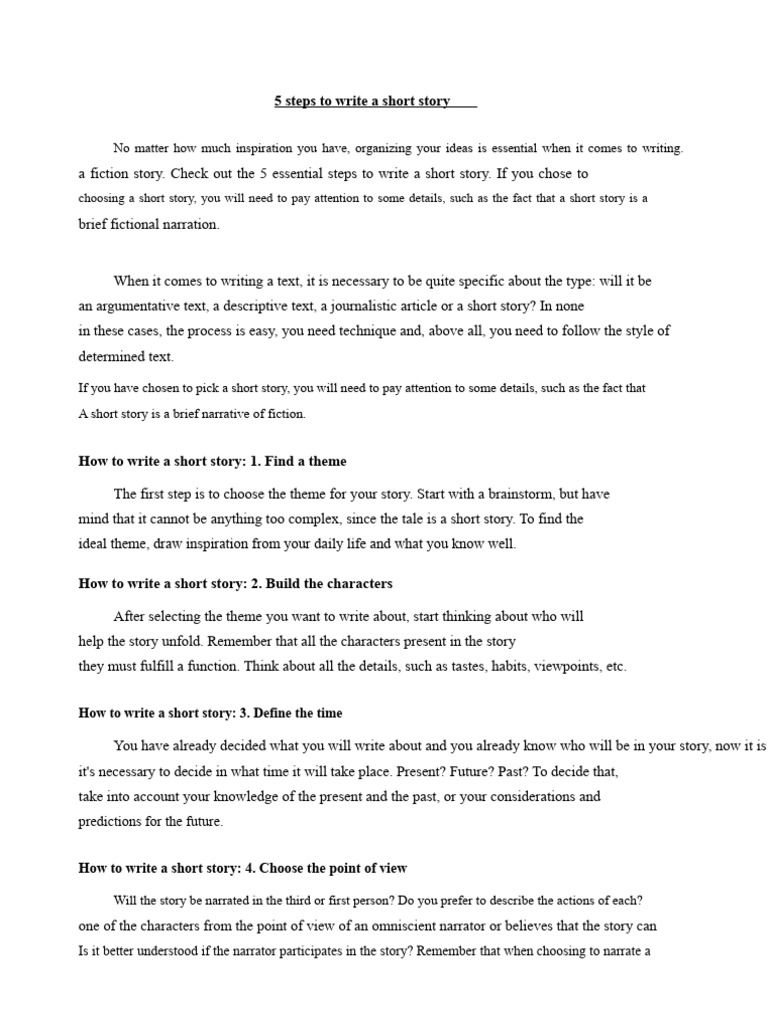 5 Steps to Write a Short Story | PDF | Narration | Narrative