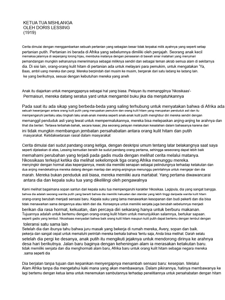 Kepala Suku Tua Mshlanga | PDF