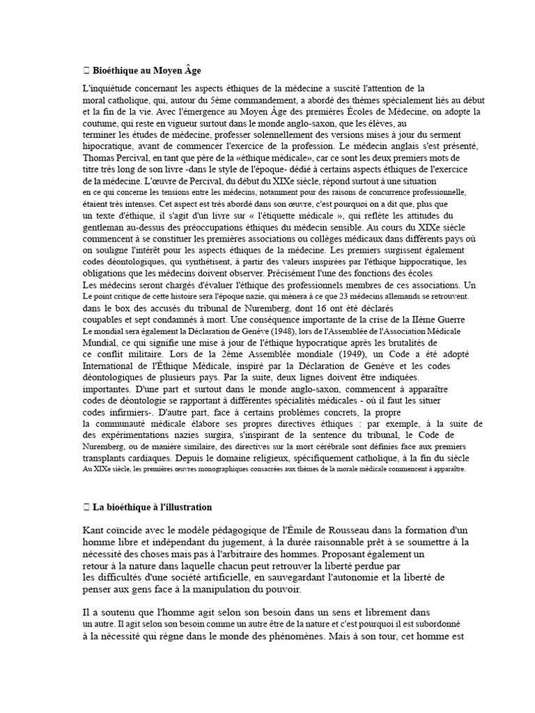 Bioéthique et médecine au Moyen Âge | PDF | Bioéthique | Liberté