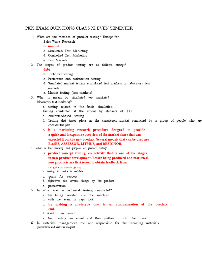 Practice Questions For PKK Class XI Second Semester | PDF | Factors Of ...