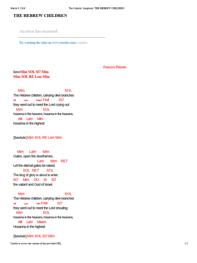 The Hebrew Children Song Lyrics | PDF