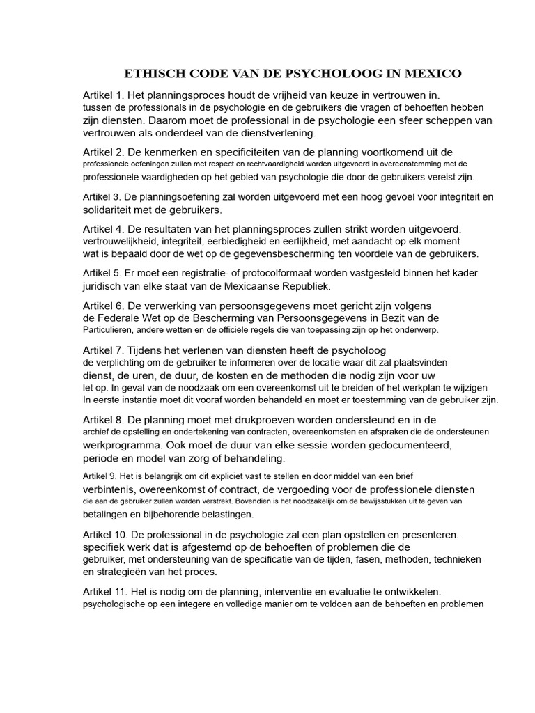 Ethische Code Van de Psycholoog in Mexico | PDF