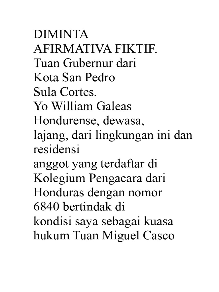 Permohonan Afirmatif Fiktif di Honduras | PDF