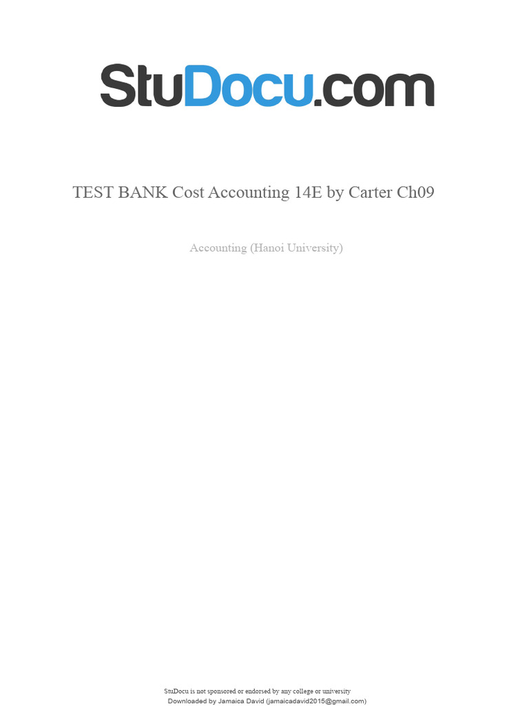 Cost Accounting Test Bank Chapter 9 | PDF | Inventory | Supply Chain ...