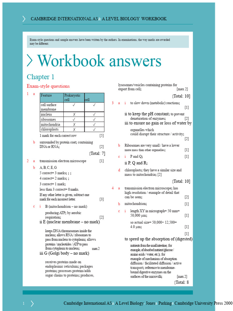 AS & A Level Biology Workbook Answers | PDF | Genetic Code | Stoma