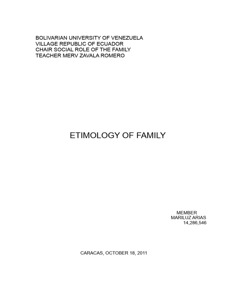 Etymology and Role of Family | PDF | Family | Love