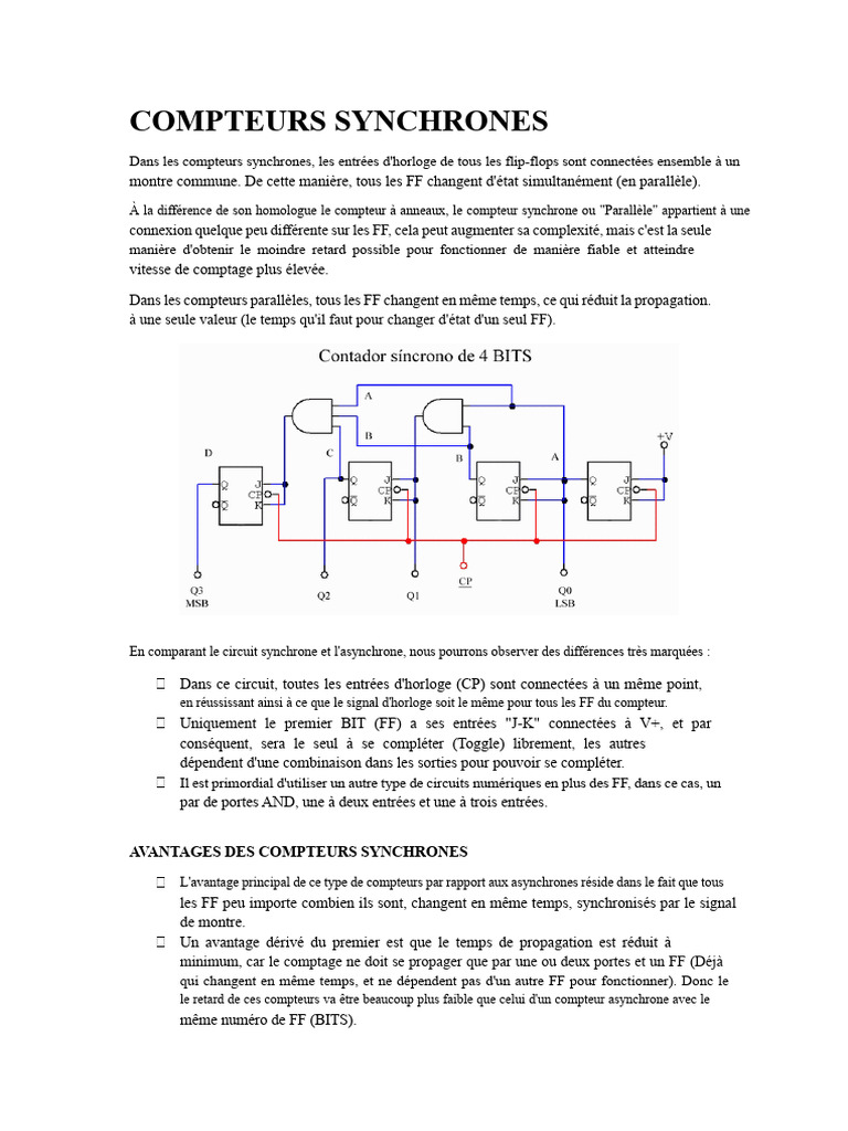 Compteurs Synchrones Cadre Théorique | PDF | Circuit électronique | Électrotechnique