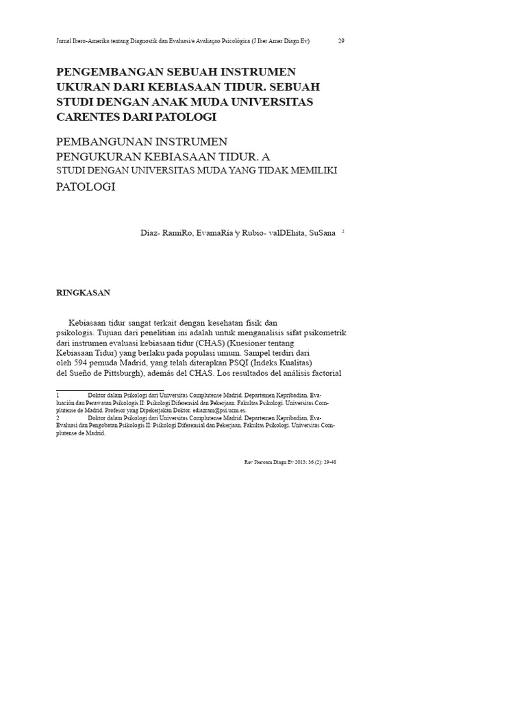 Kuesioner Kebiasaan Tidur (KKT) | PDF