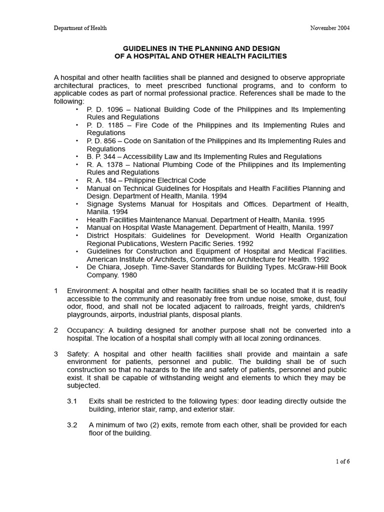 DOH Manual (Hospital Design) | PDF | Hospital | Toilet