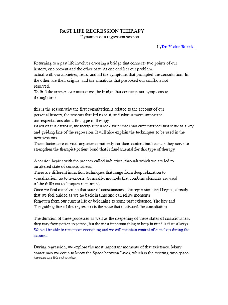 Understanding Past Life Regression Therapy | PDF | Past Life Regression ...