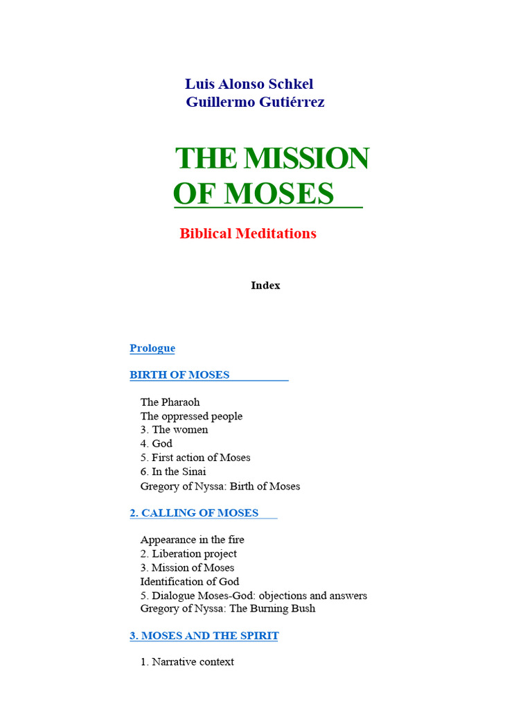 Alonso Schokel Luis The Mission of Moses | PDF | Moses | Book Of Exodus