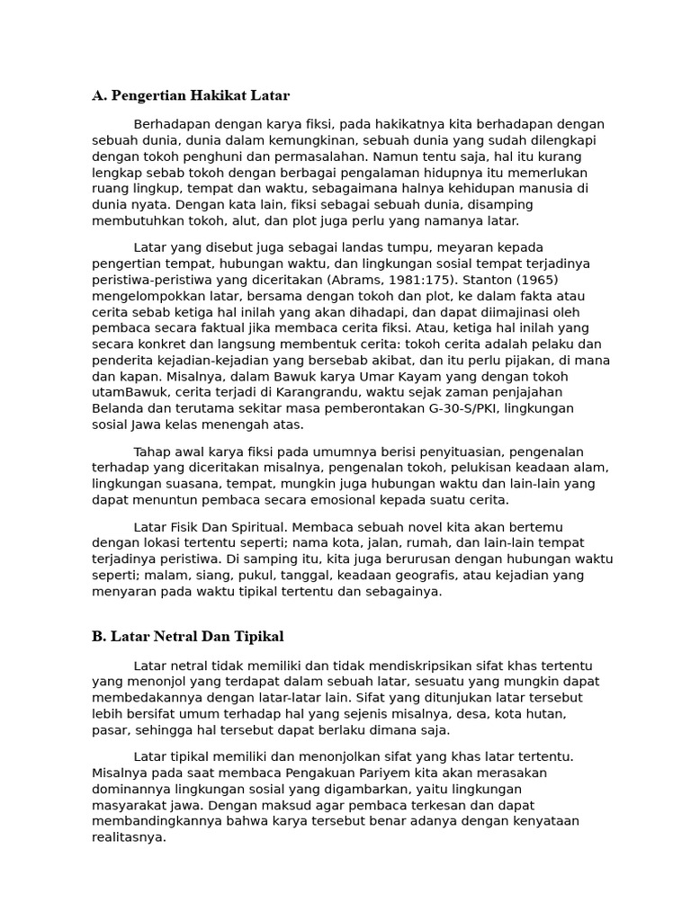 Pengertian dan Jenis Latar dalam Fiksi | PDF