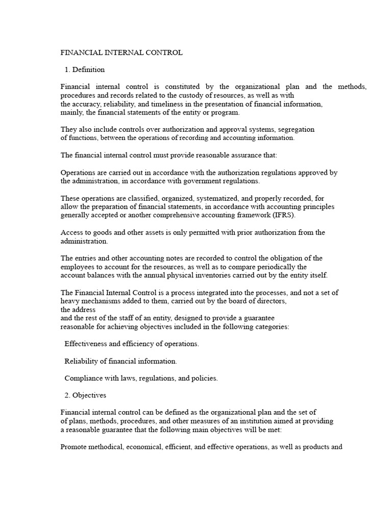 Financial Internal Control | PDF | Internal Control | Audit