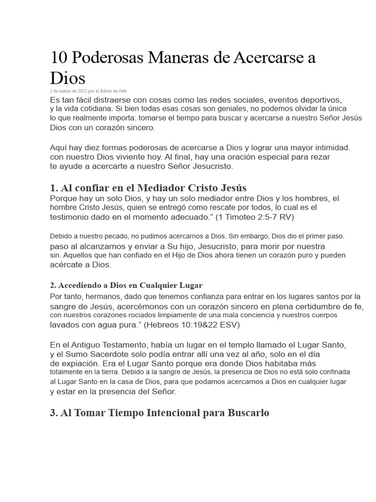 10 Maneras de Acercarse a Dios | PDF | Oración | Pecado