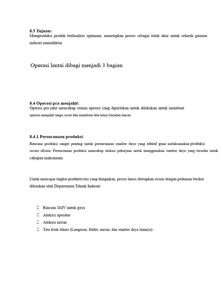 Proses Optimalisasi Produksi Garmen | PDF