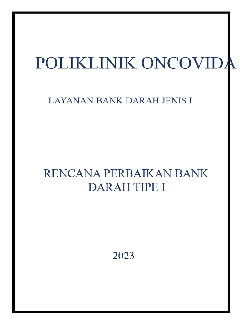 Rencana Perbaikan Layanan Bank Darah | PDF