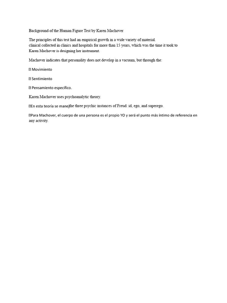 Background of The Human Figure Test by Karen Machover | PDF