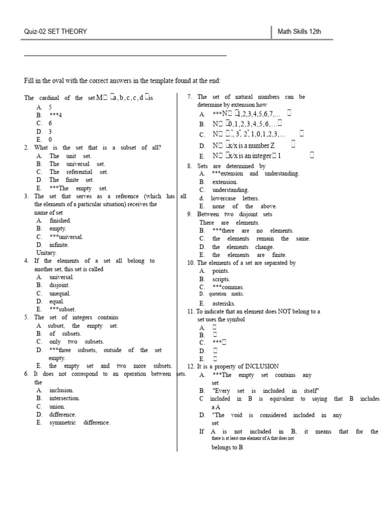 Set Theory Questions (A) Solution | PDF | Set (Mathematics) | Numbers
