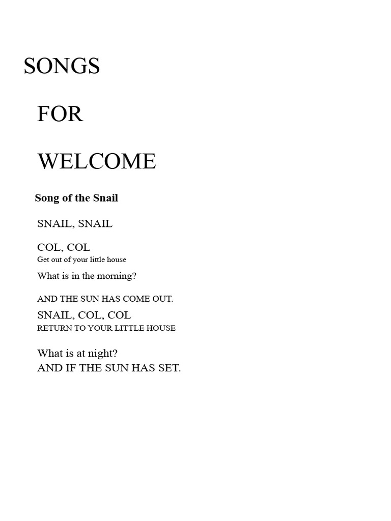 Welcome Songs for Preschoolers | PDF
