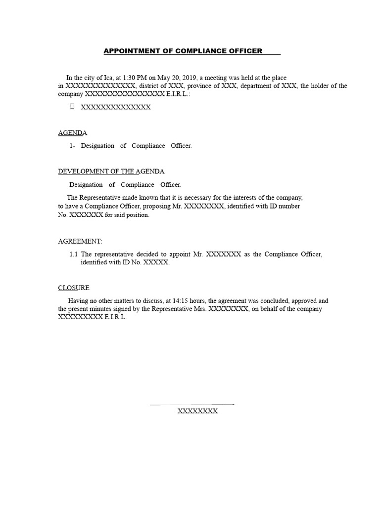 COVID-19 Compliance Officer Appointment | PDF