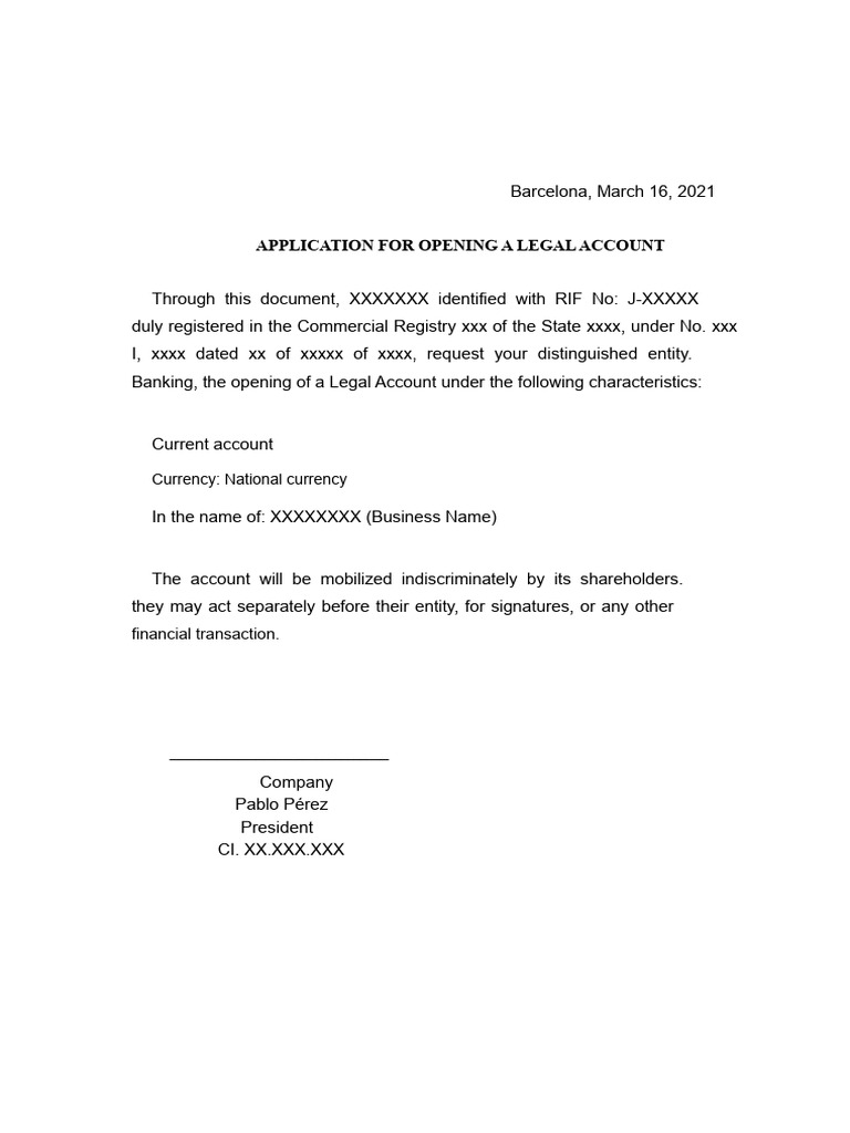 Request For Opening A TREASURY Account | PDF