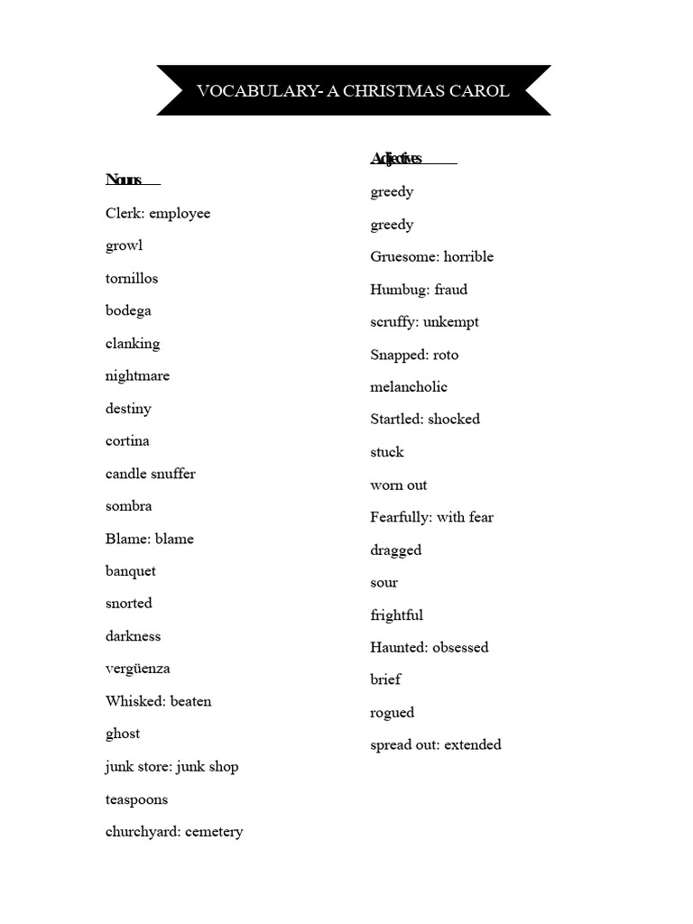 Vocabulary for A Christmas Carol | PDF