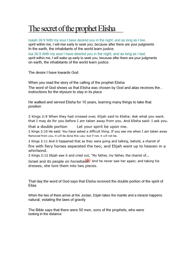The secret of the prophet Elisha | PDF | Elijah | Books Of Kings