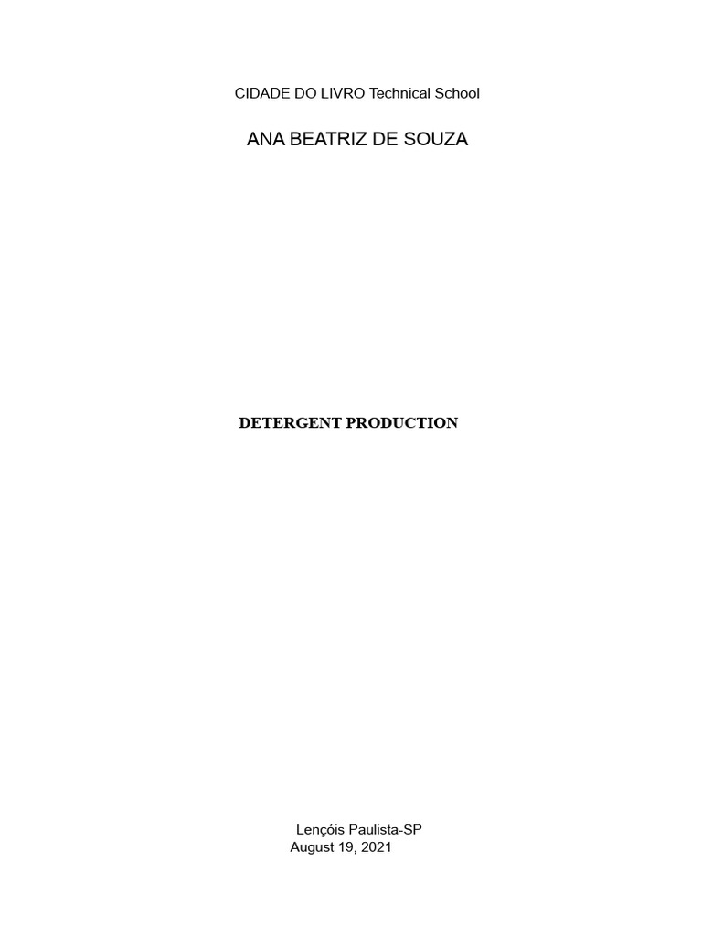 Detergent Production Report | PDF | Detergent | Physical Chemistry