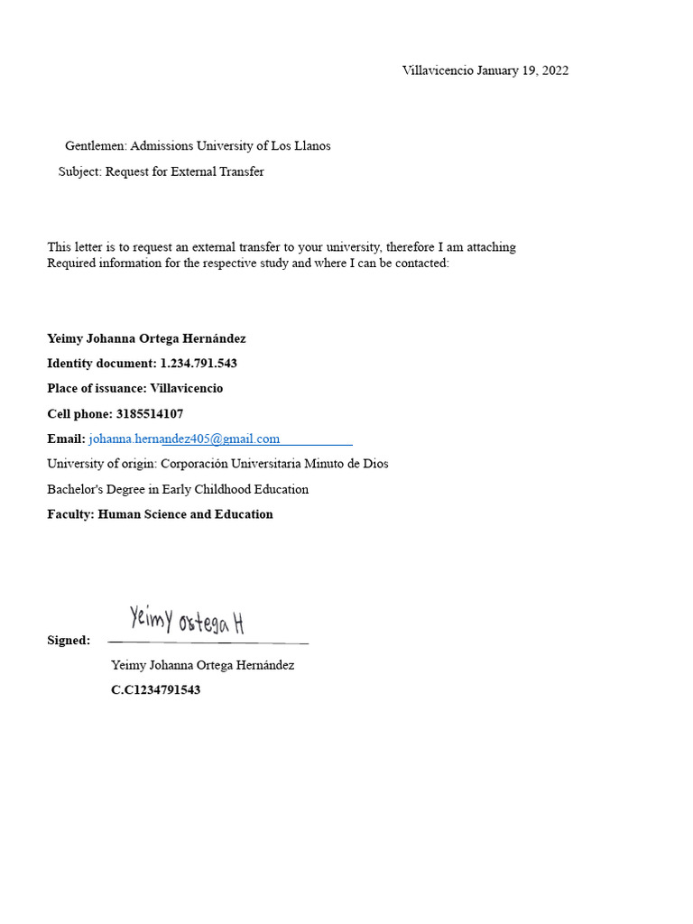 External Transfer Request Letter | PDF