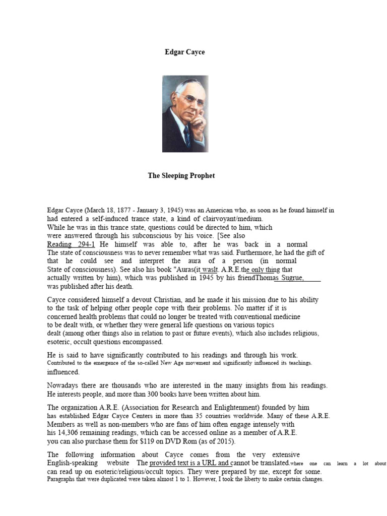 Edgar Cayce - The Sleeping Prophet | PDF | Dream