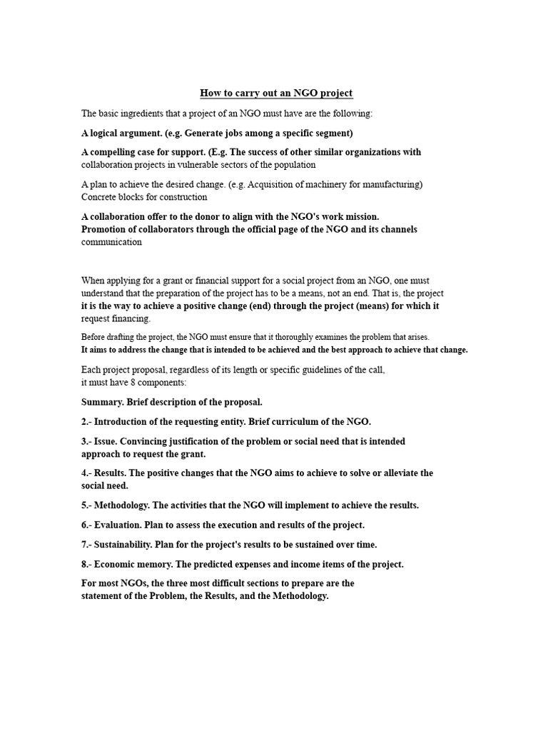 Guide to Implementing NGO Projects | PDF | Non Governmental ...