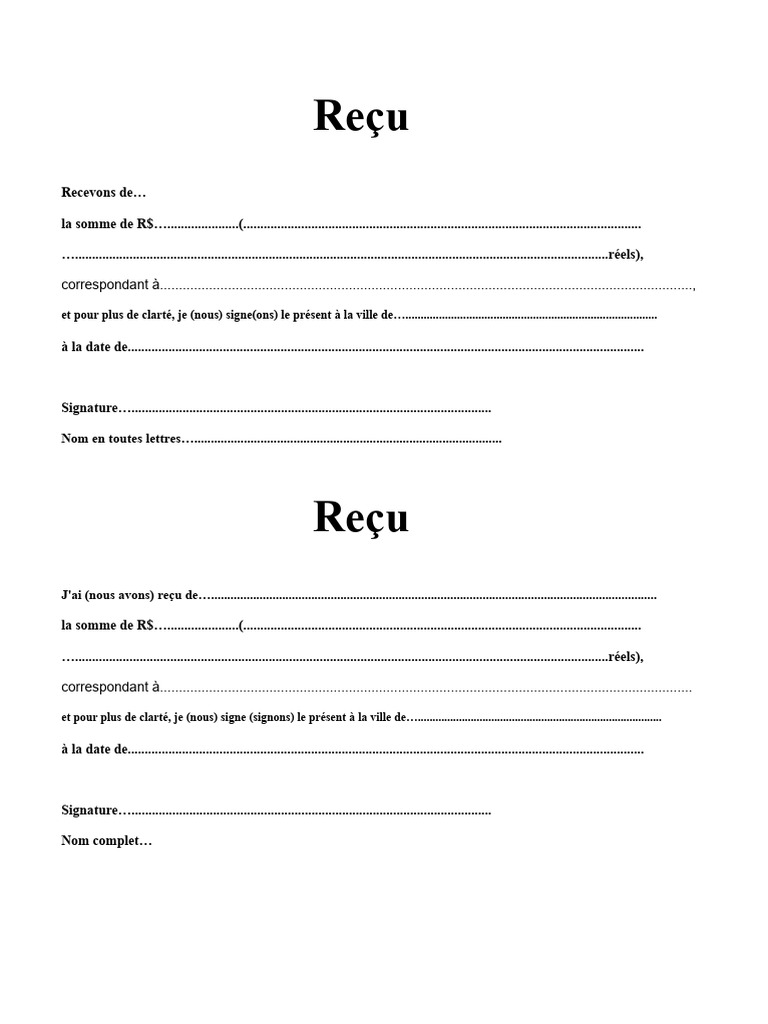 Modèle de reçu simple | PDF