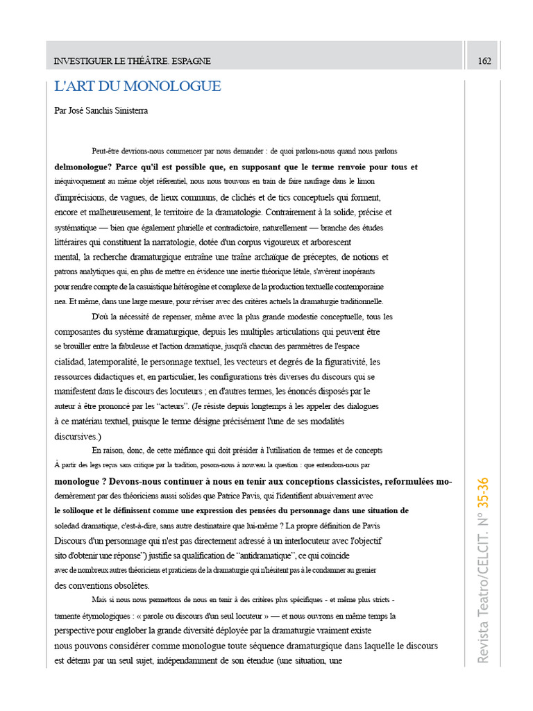 Monologue : Définition et Variétés Dramatiques | PDF | Discours ...