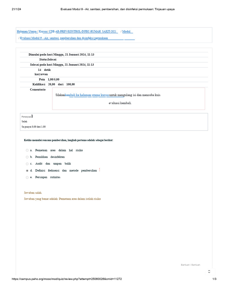 Evaluasi Modul Sanitasi dan Disinfeksi | PDF