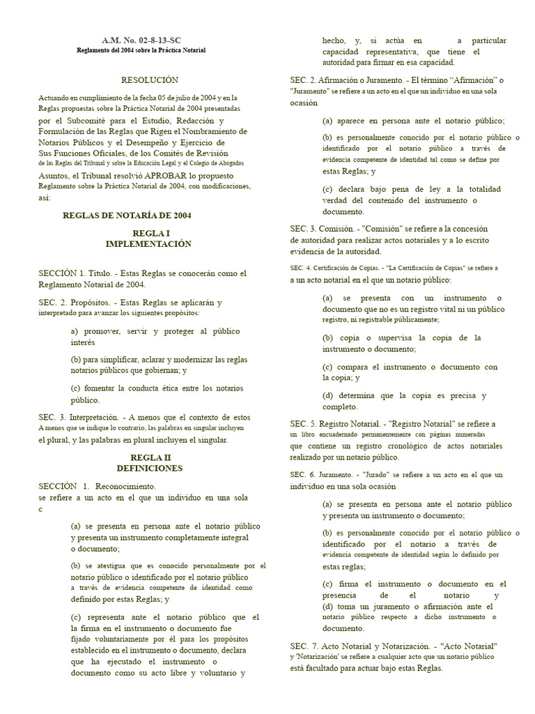 2004 Reglas Notariales | PDF | Derecho Civil (Common Law) | Justicia