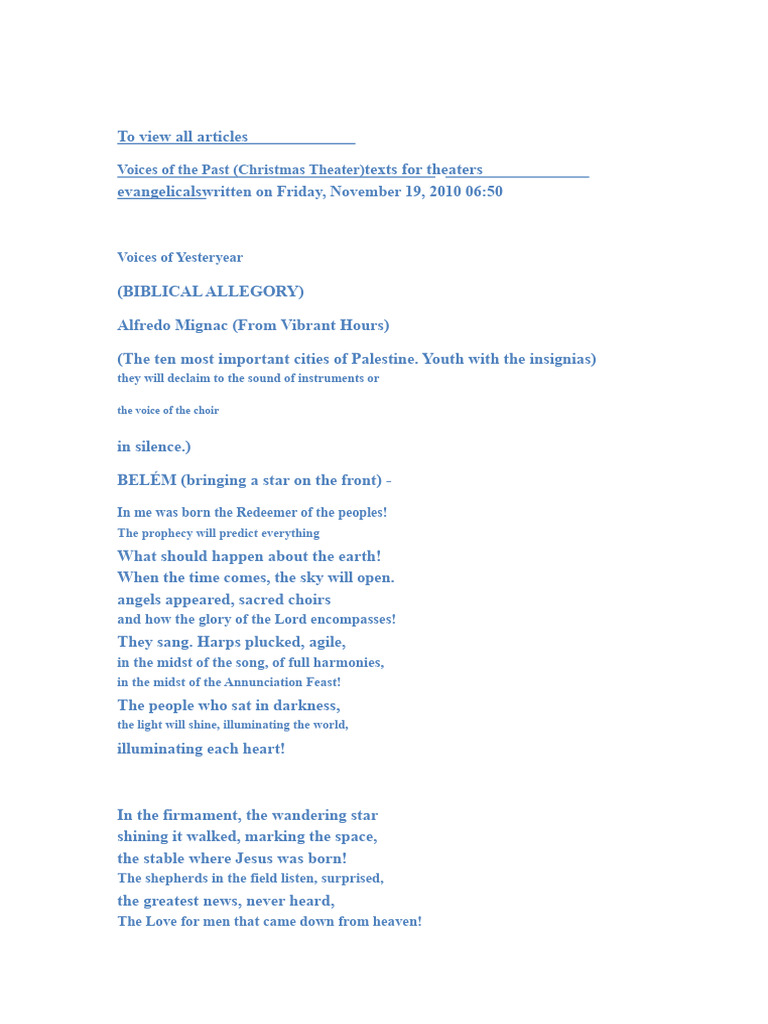 Christmas Theater Script: Biblical Allegory | PDF | Jesus | Nativity Of ...