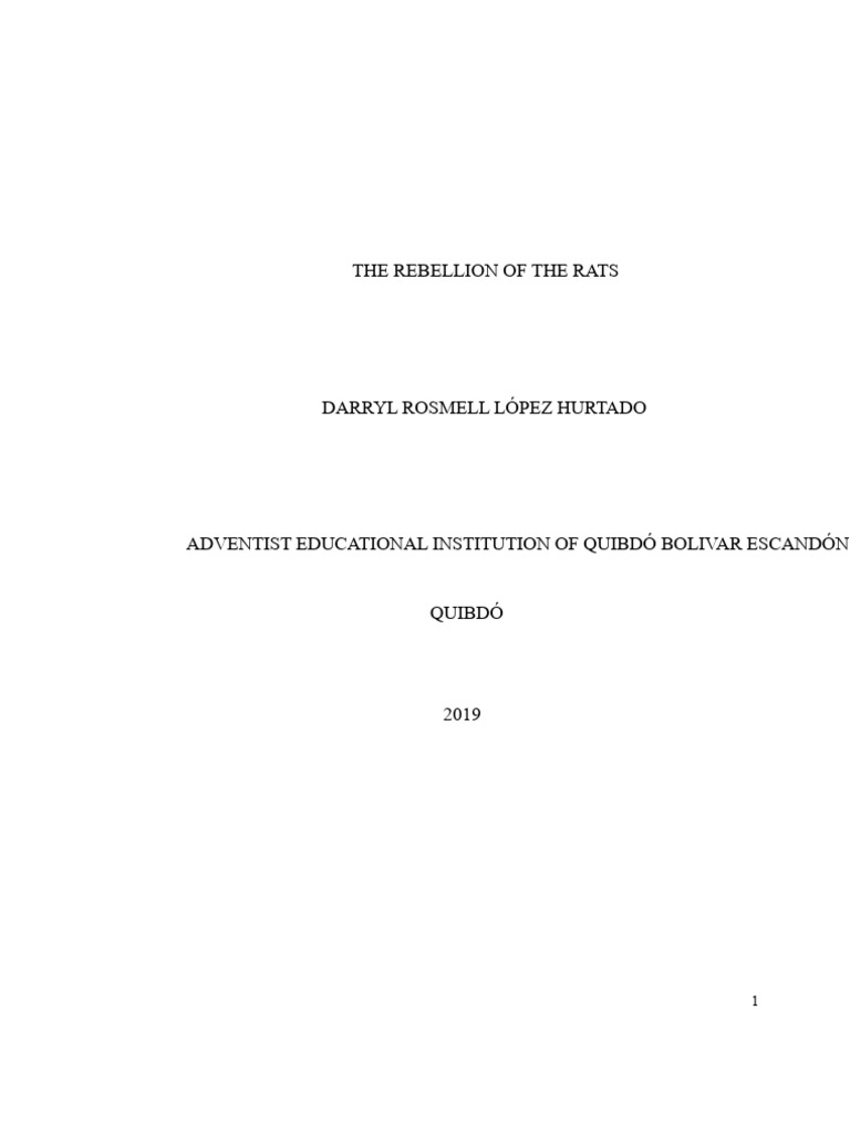 Literary Analysis. The Rebellion of The Rats. | PDF | Knowledge | Metals