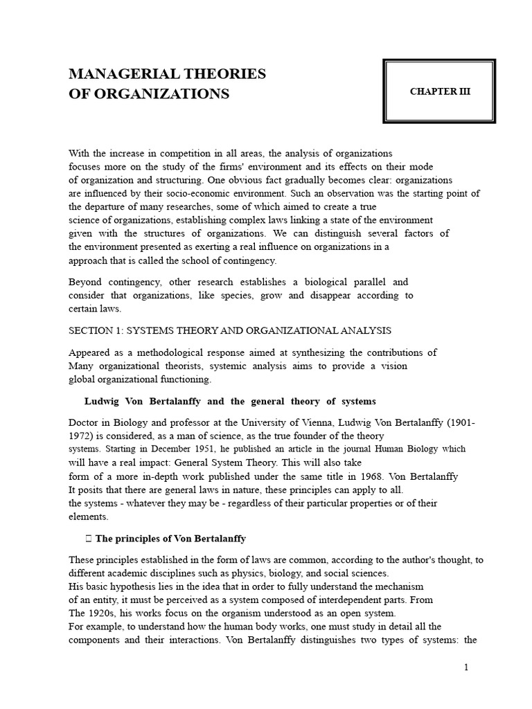 Chap. 3 The Managerial Theories of Organizations | PDF | Decision ...
