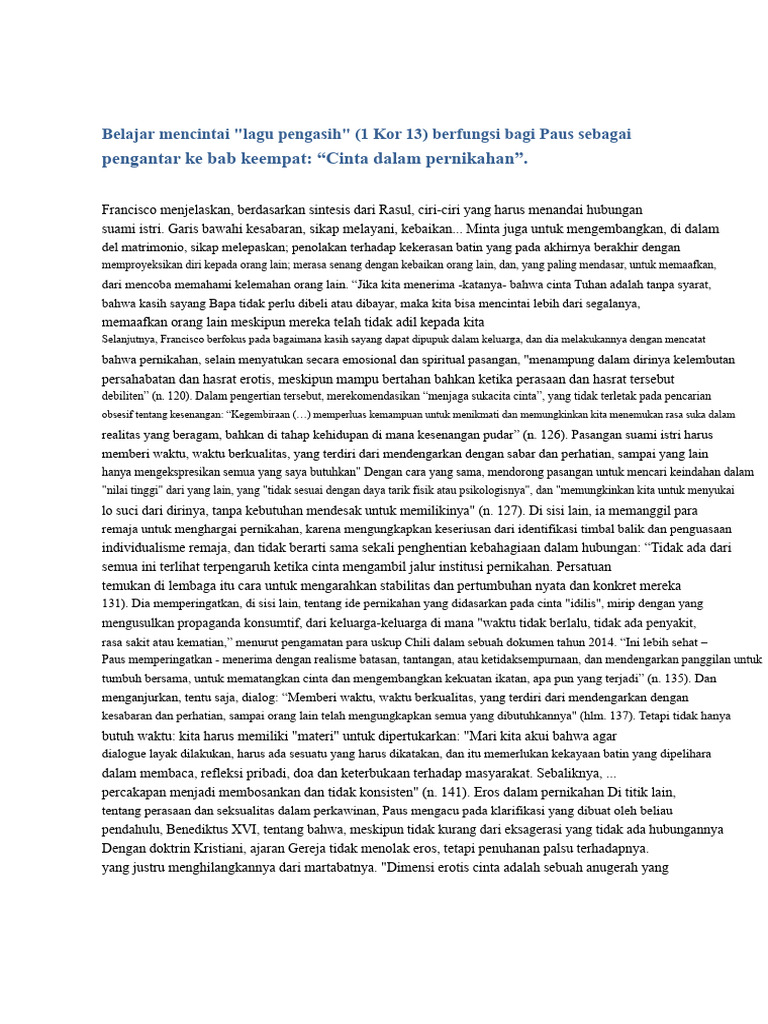 Ringkasan Bab 4 Dari Amoris Laetitia | PDF