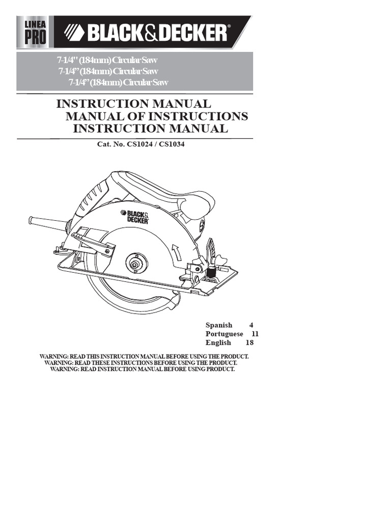 7-1/4" Circular Saw Instruction Manual | PDF
