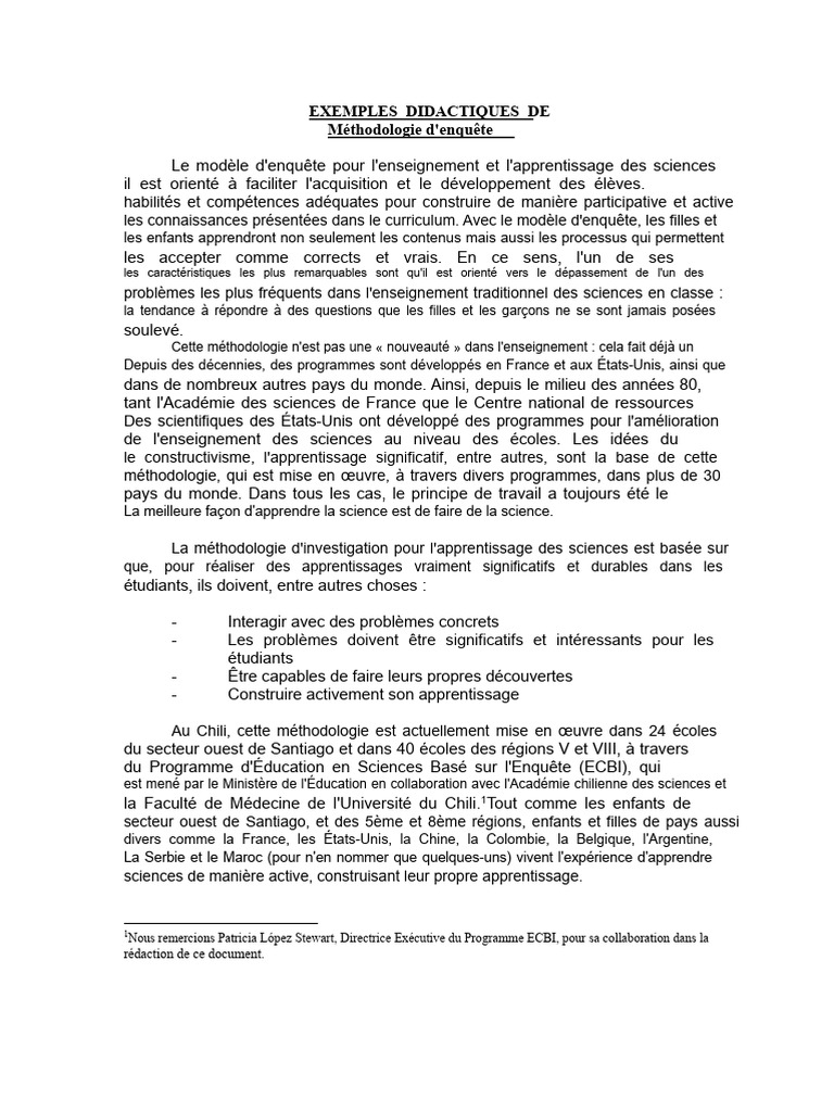 2.4 Exemples de Méthodologie Inquisitive | PDF | Science | Expérience