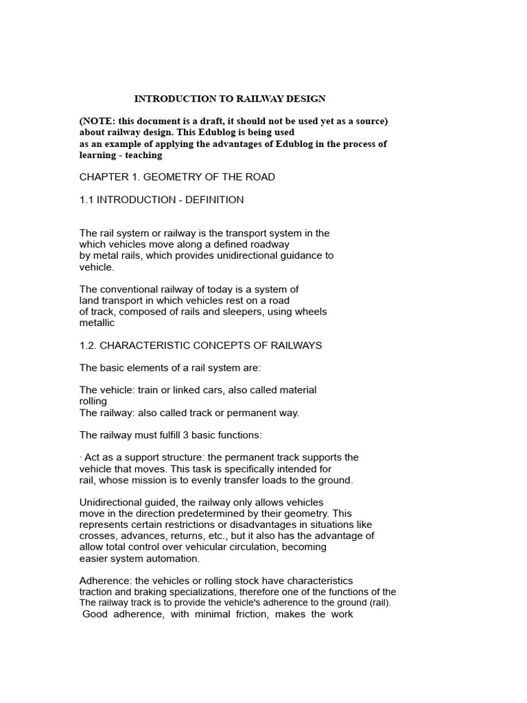 Introduction To Railway Design | PDF | Rail Transport | Curvature