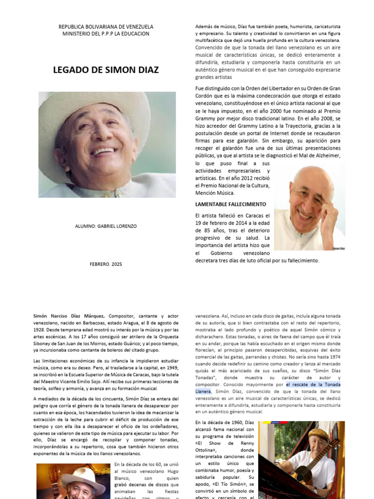 Diptico Simon Diaz | PDF