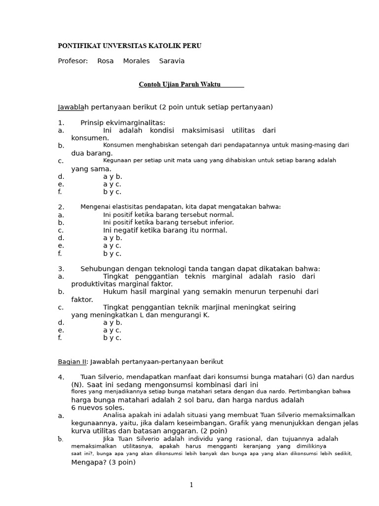 Contoh Ujian Tengah Semester 1 | PDF