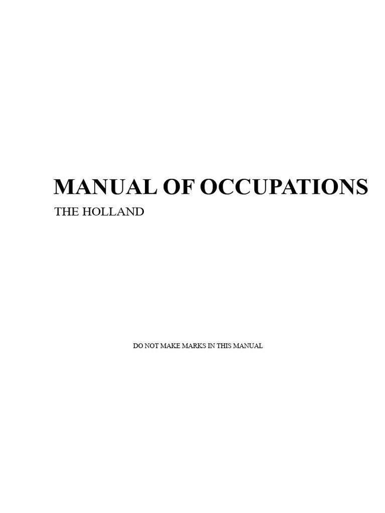 Holland Code Occupation Manual | PDF | Academic Degree