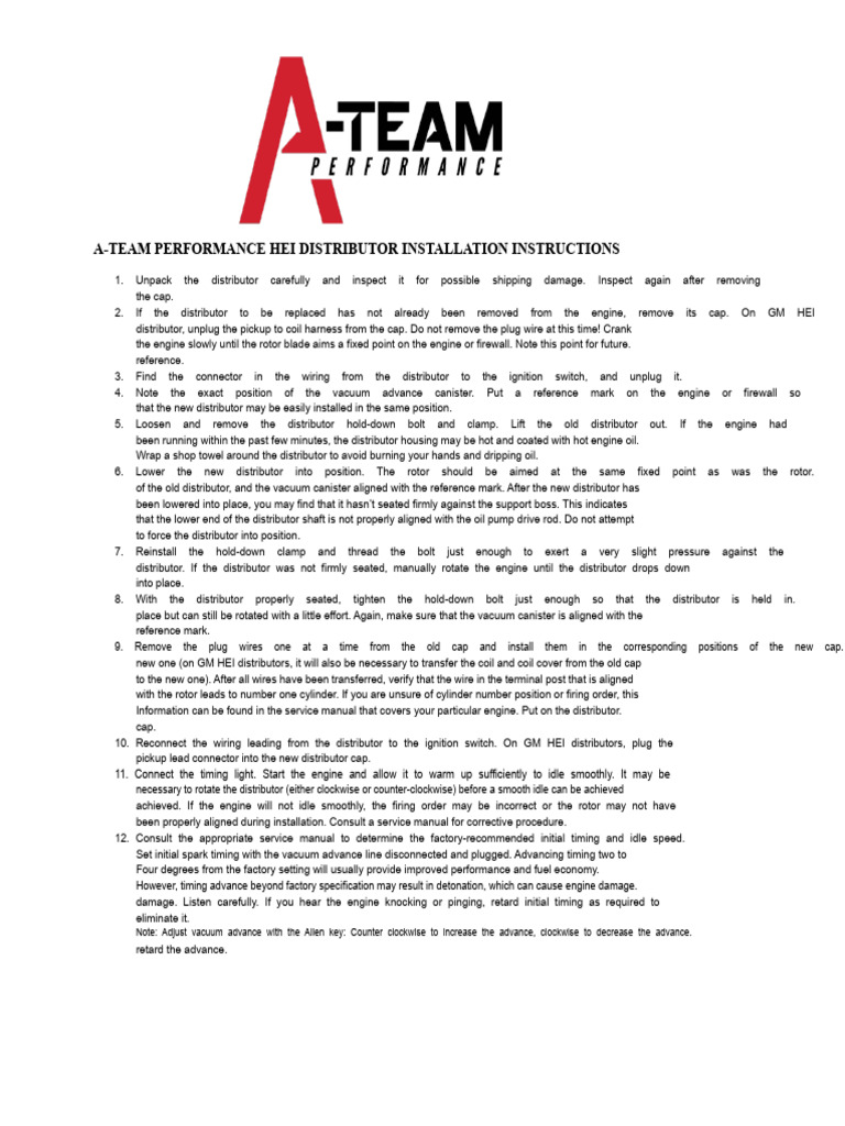 Hei Distributor Instructions | PDF | Distributor | Machines
