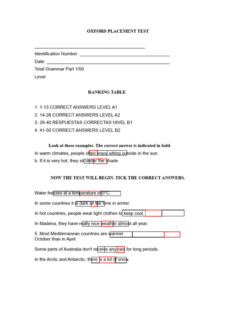Oxford Placement Test Overview | PDF | England National Football Team ...