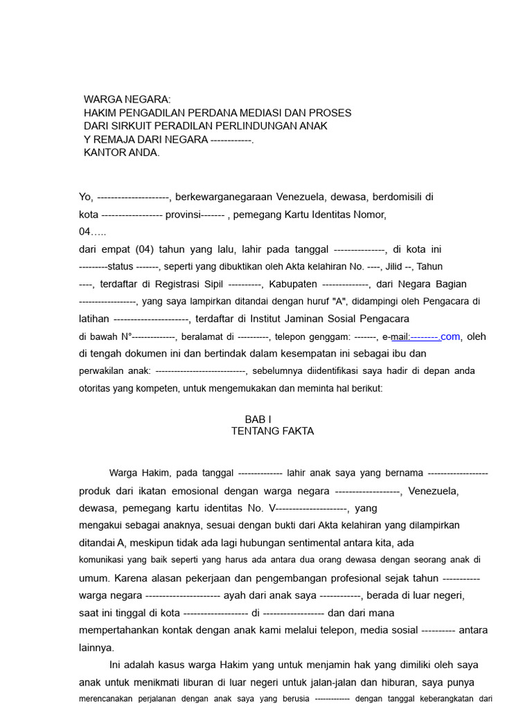 Permohonan Izin Perjalanan Anak | PDF